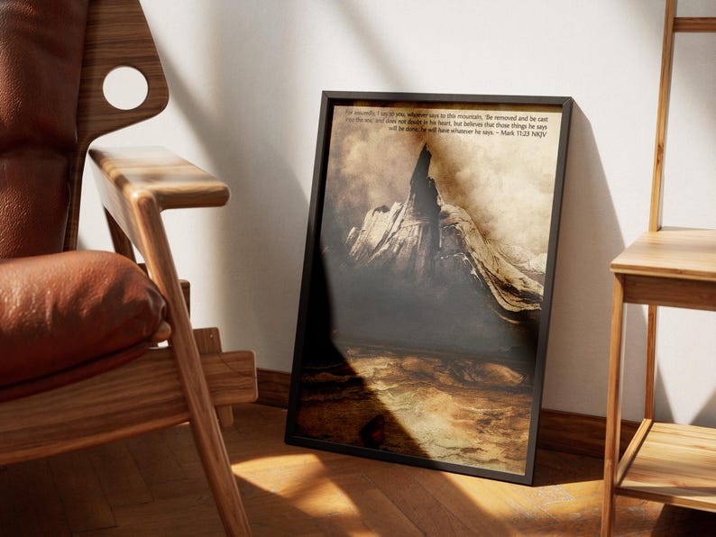 Mark 11:23 Christian Wall Decor for Men Vintage Painting of Mountains ...