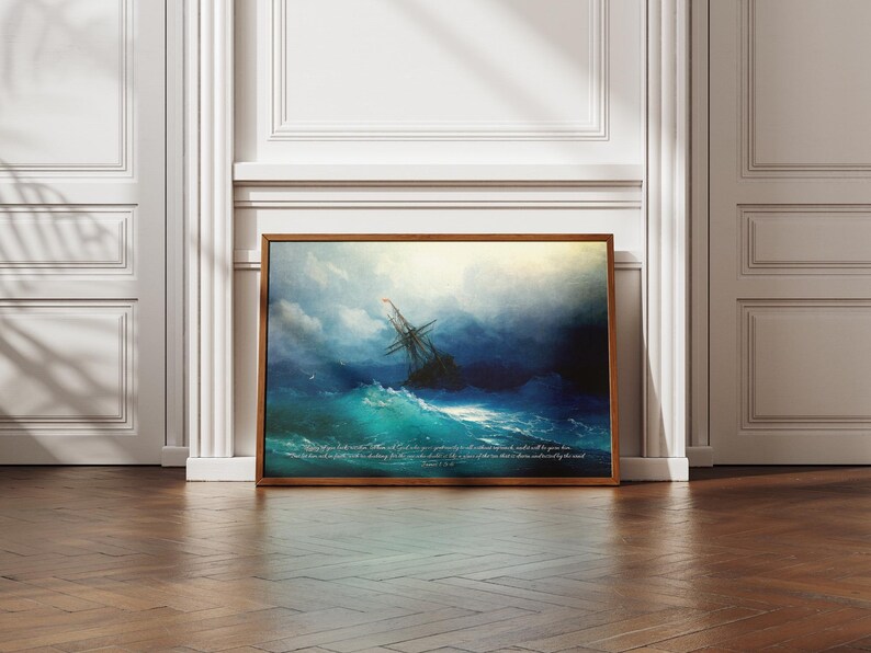 James 1:5-6 | Ivan Aivazovsky "ship on Stormy Seas" | Vintage Nautical ...