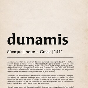 Dunamis Definition Print: Greek Word Power Bible Study Art Christian ...