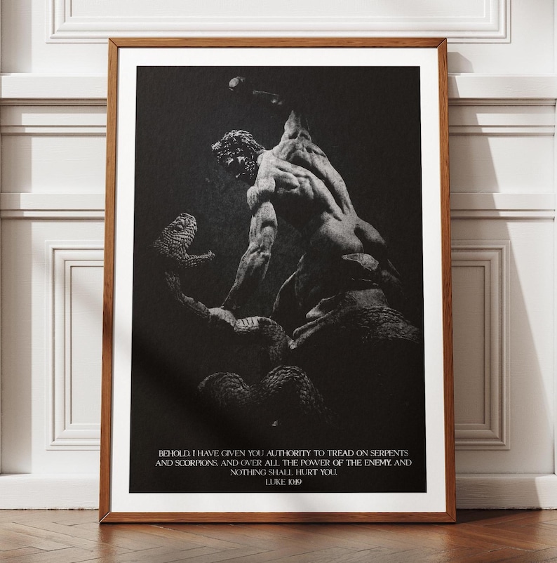 Luke 10:19 Bible Verse Art Print Originally Hercules Fighting Achelous ...