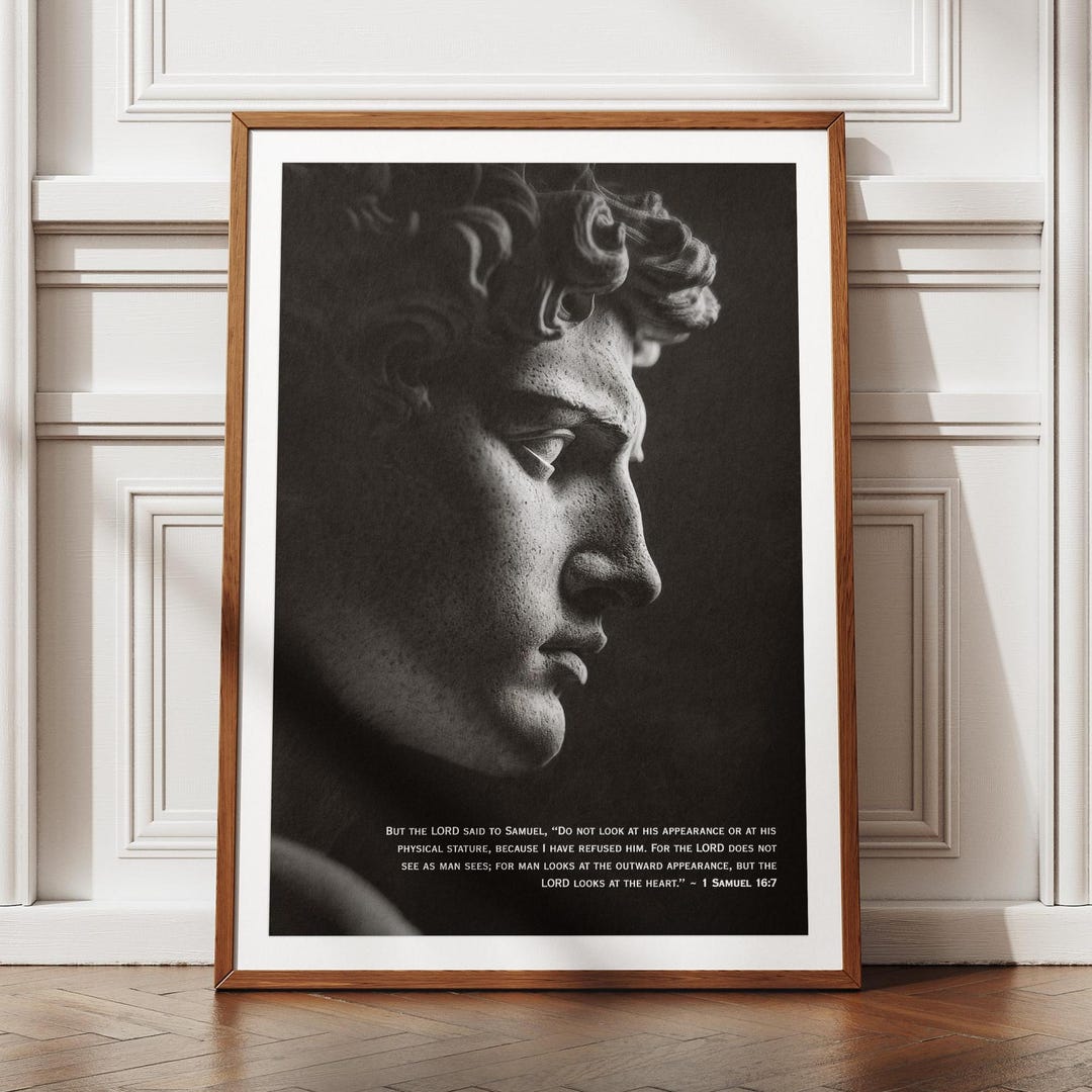 1 Samuel 16:7 Bible Verse Black and White Fine Art Print Vintage Greek ...