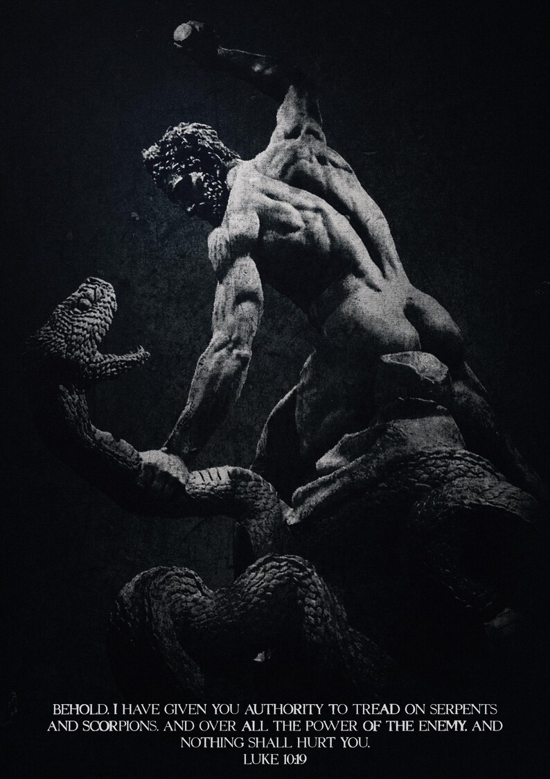 Luke 10:19 Bible Verse Art Print Originally Hercules Fighting Achelous ...