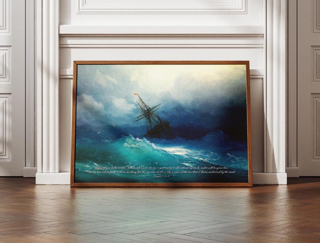 James 1:5-6 | Ivan Aivazovsky "ship on Stormy Seas" | Vintage Nautical ...