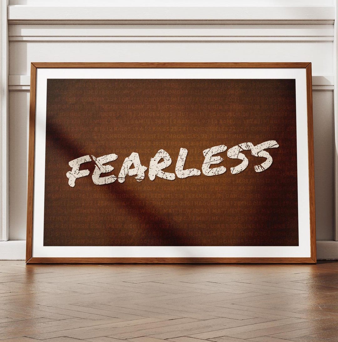 Fearless Bible Verse Print | Vintage Typography Christian Wall Art ...