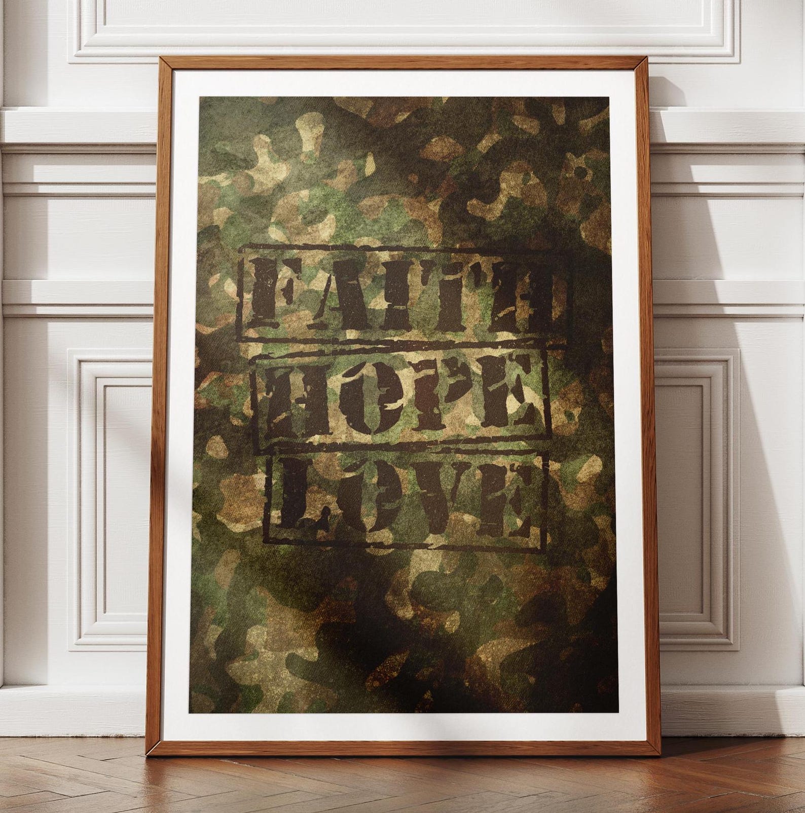 Fearless Camouflage Bible Verse Print | Philippians 4:6 Wall Art ...