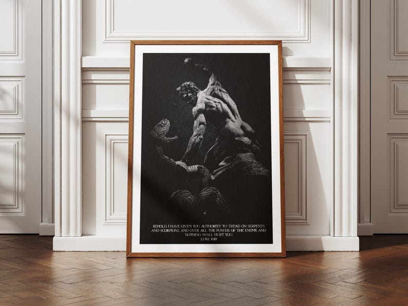 Luke 10:19 Bible Verse Art Print Originally Hercules Fighting Achelous ...