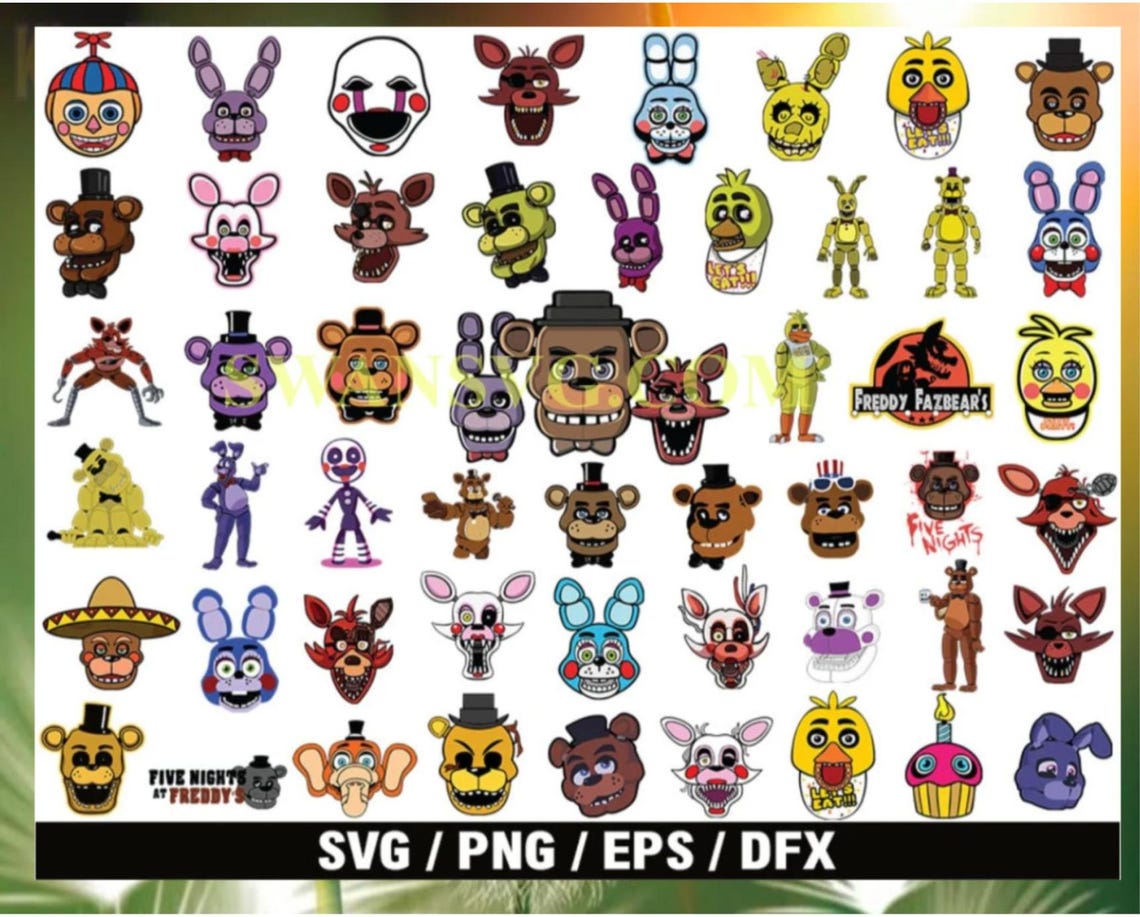 320 FNAF Bundle Svg, FNAF Svg, Five Nights at Freddy's Set, Freddy's ...