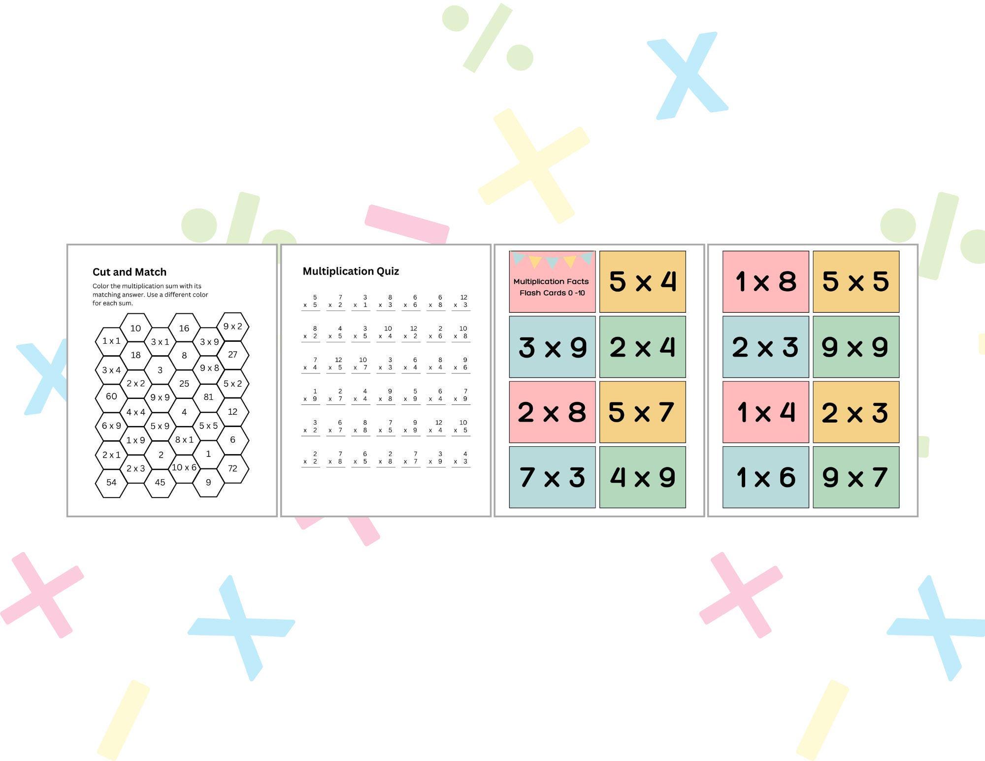 Multiplication Board Printable Colorful Board Tables Chart for Kids ...