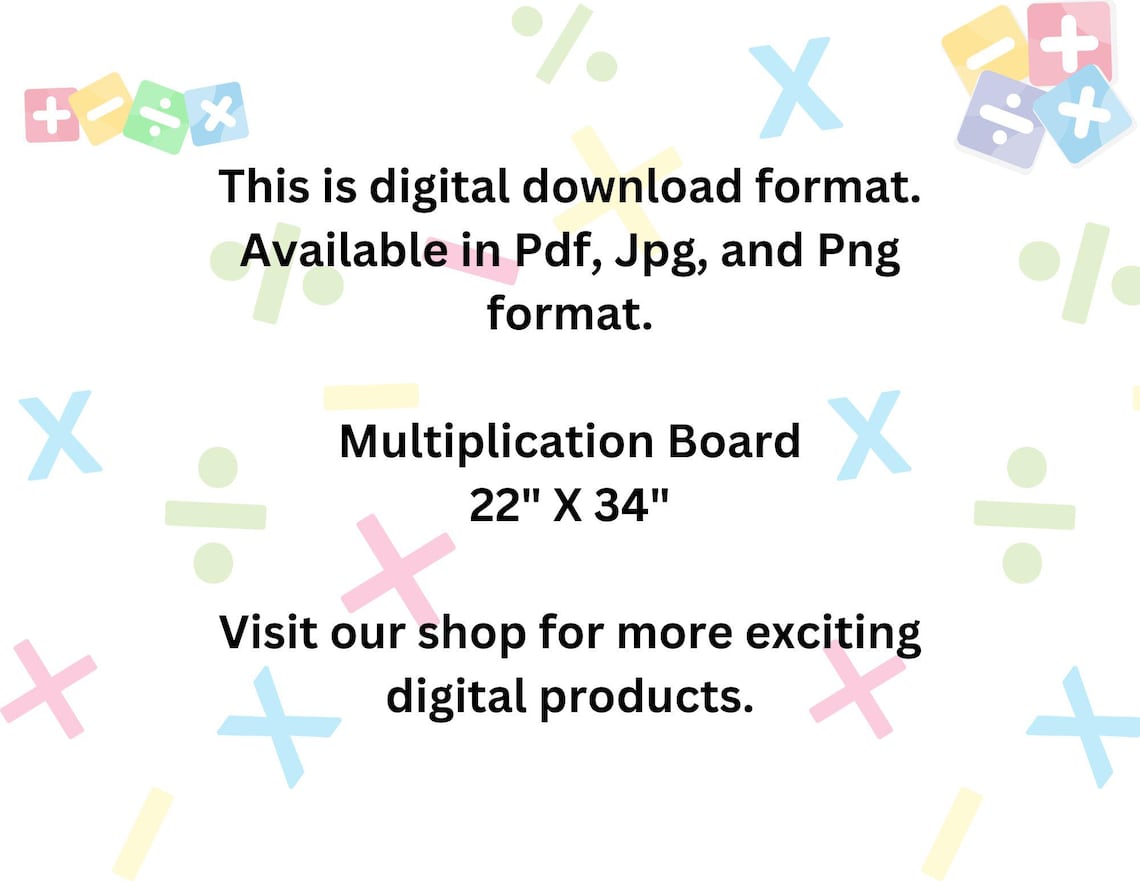 Multiplication Board Printable Colorful Board Tables Chart for Kids ...
