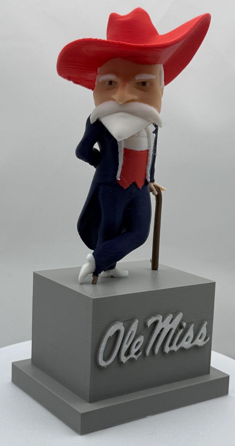 3D Printed Colonel Reb Statue | Ole Miss Mascot | Red, Blue| - Etsy