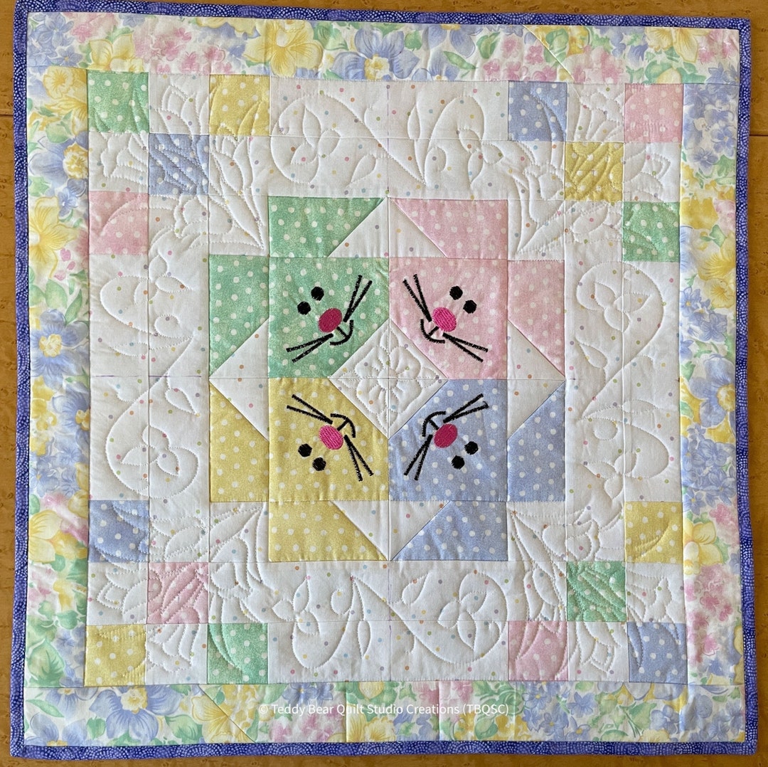 Handmade Baby Quilt Spring Bunny Go Round Quilted Toddler Blanket 24 X ...