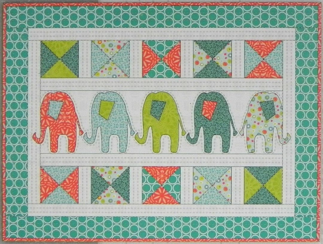 CLEARANCE Elephant Walk Quilt Kit by Quiltologie 24 X 18 Baby Shower ...