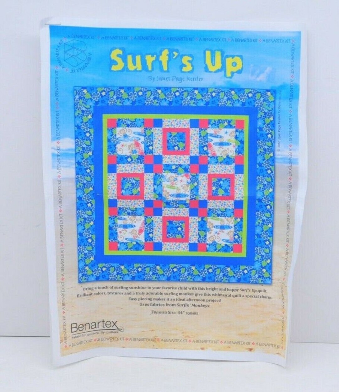 Surfs up Monkey green Quilt Kit by Benartex 44 X 44 Handmade Baby ...