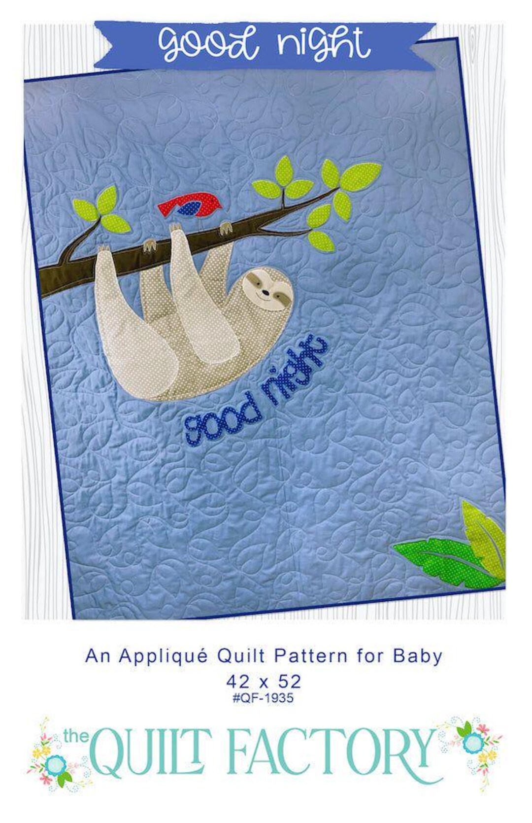 Goodnight Sloth Applique Quilt Kit for Making A Baby Toddler Kids ...