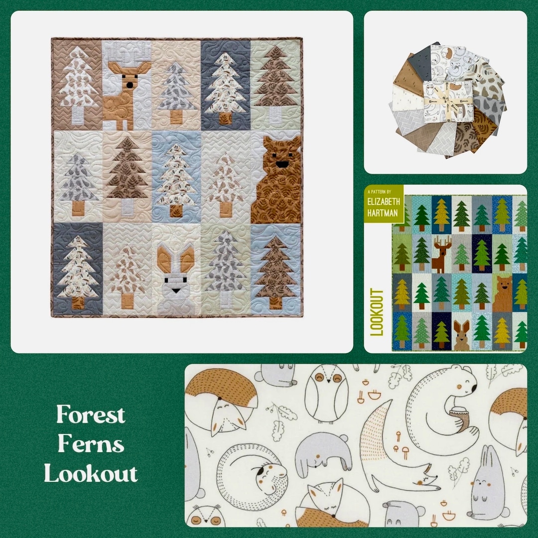 CLEARANCE Baby Quilt Kit Forest Ferns Lookout Backing Fabric Shabby ...