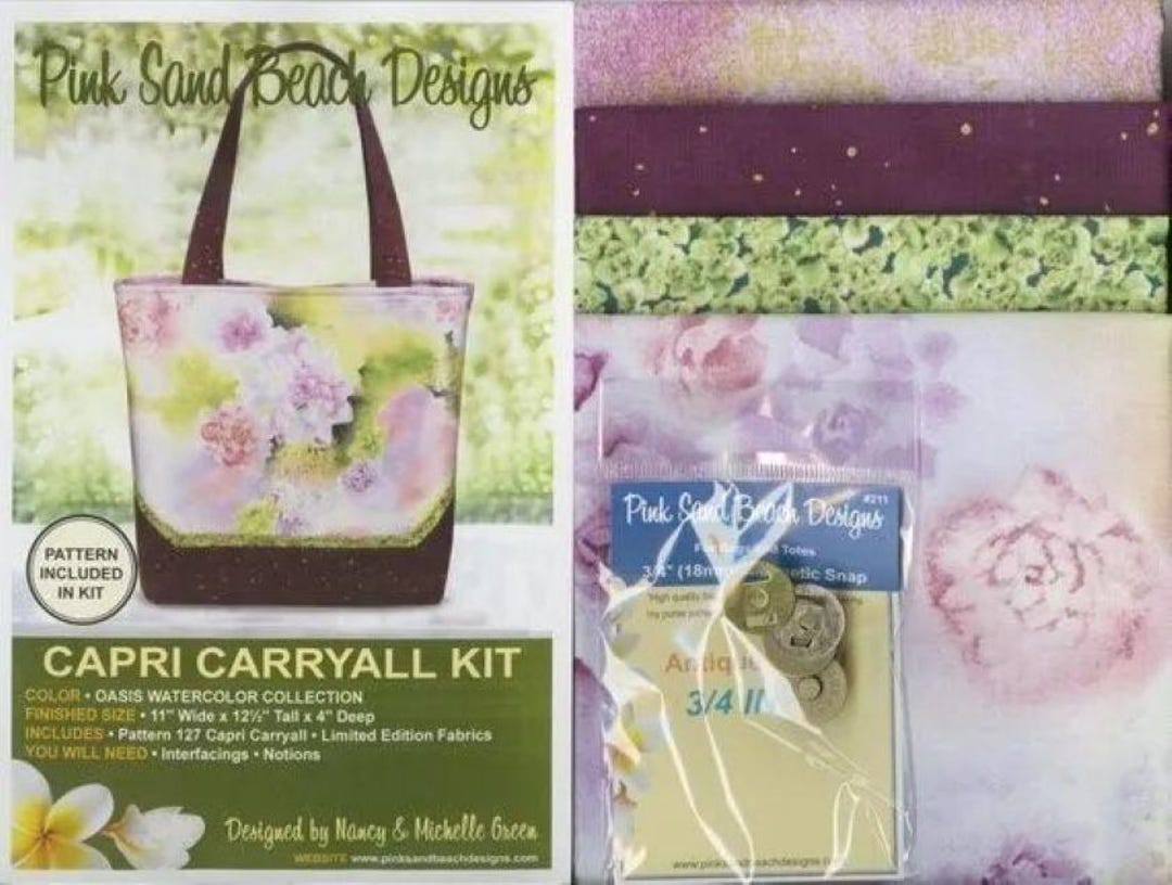 Capri Carryall Bag Kit | Oasis Watercolor Batik Fabrics | Pink Sand ...