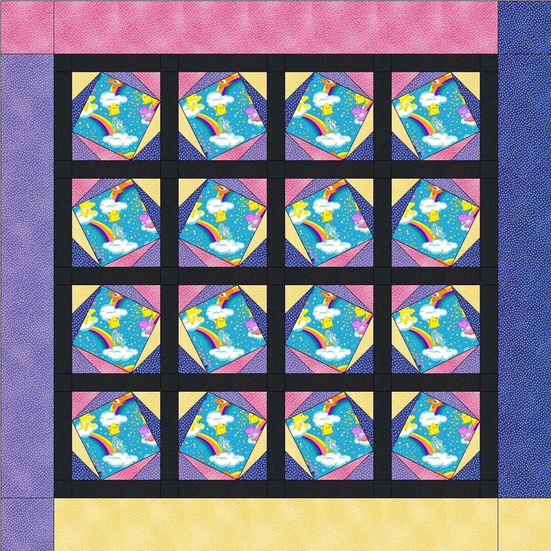 BOGO Quilt Sale Wonky Care Bears Baby Quilt 31 X 31 Baby Shower Gift ...