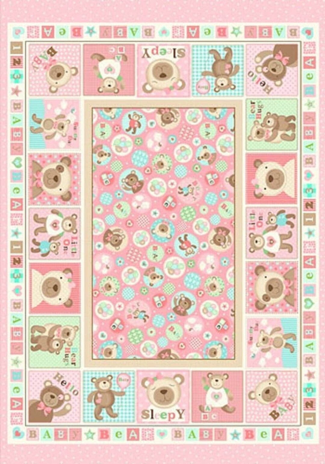 Pink Teddy Bear Hugs Quilt Kit Pattern & Fabrics by Marcus Fabrics - Etsy