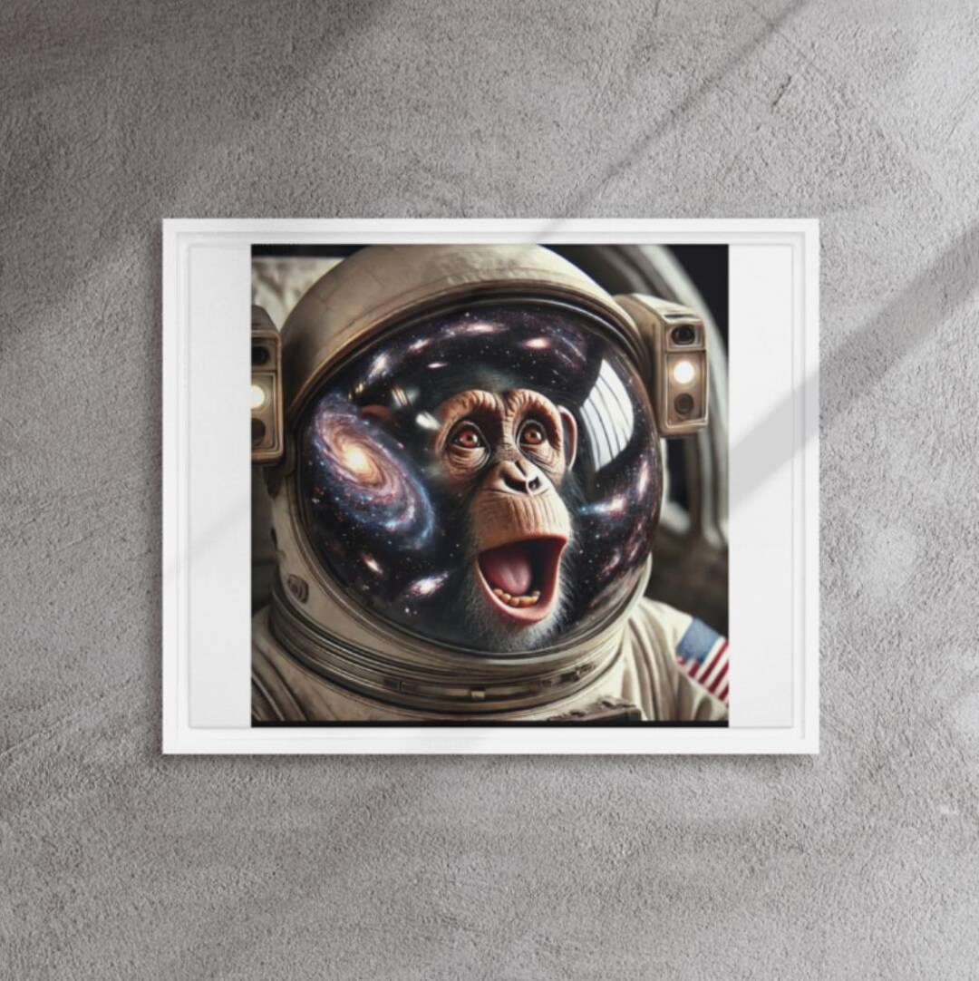 Space Chimp in Awe - Tribute to Ham - Digital Print, Wall Art Prints ...