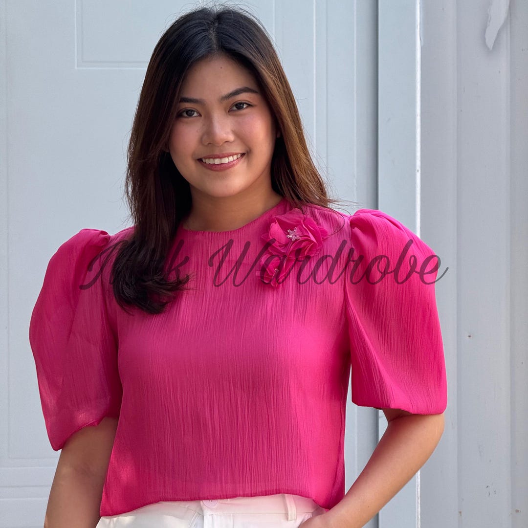 Modern Filipiniana Kimona With 3D Flower Design in Fuchia Pink Color - Etsy