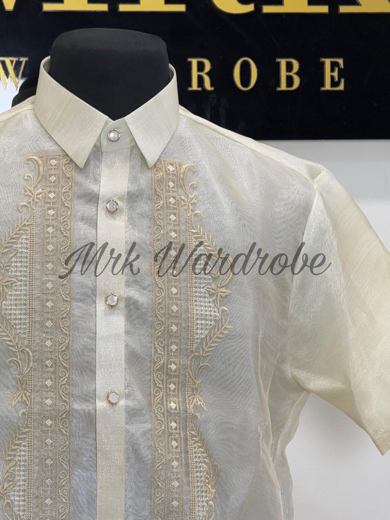 Modern Polo Barong: Short Sleeve Pinya Organza Fabric - Etsy