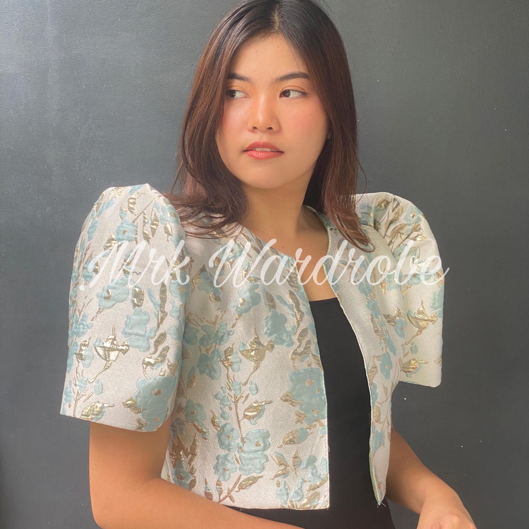 Sage Green Brocade Bolero Filipiniana Top - Etsy