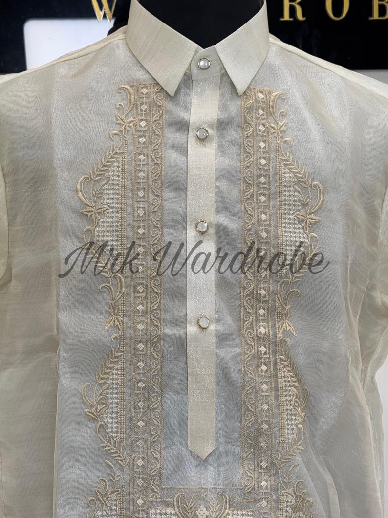 Modern Polo Barong: Short Sleeve Pinya Organza Fabric - Etsy