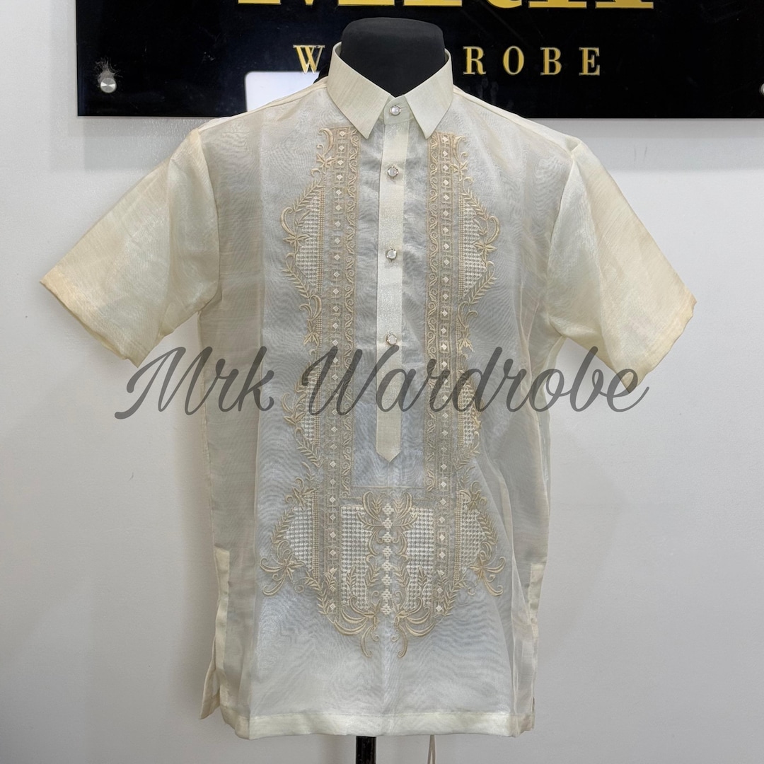 Modern Polo Barong: Short Sleeve Pinya Organza Fabric - Etsy