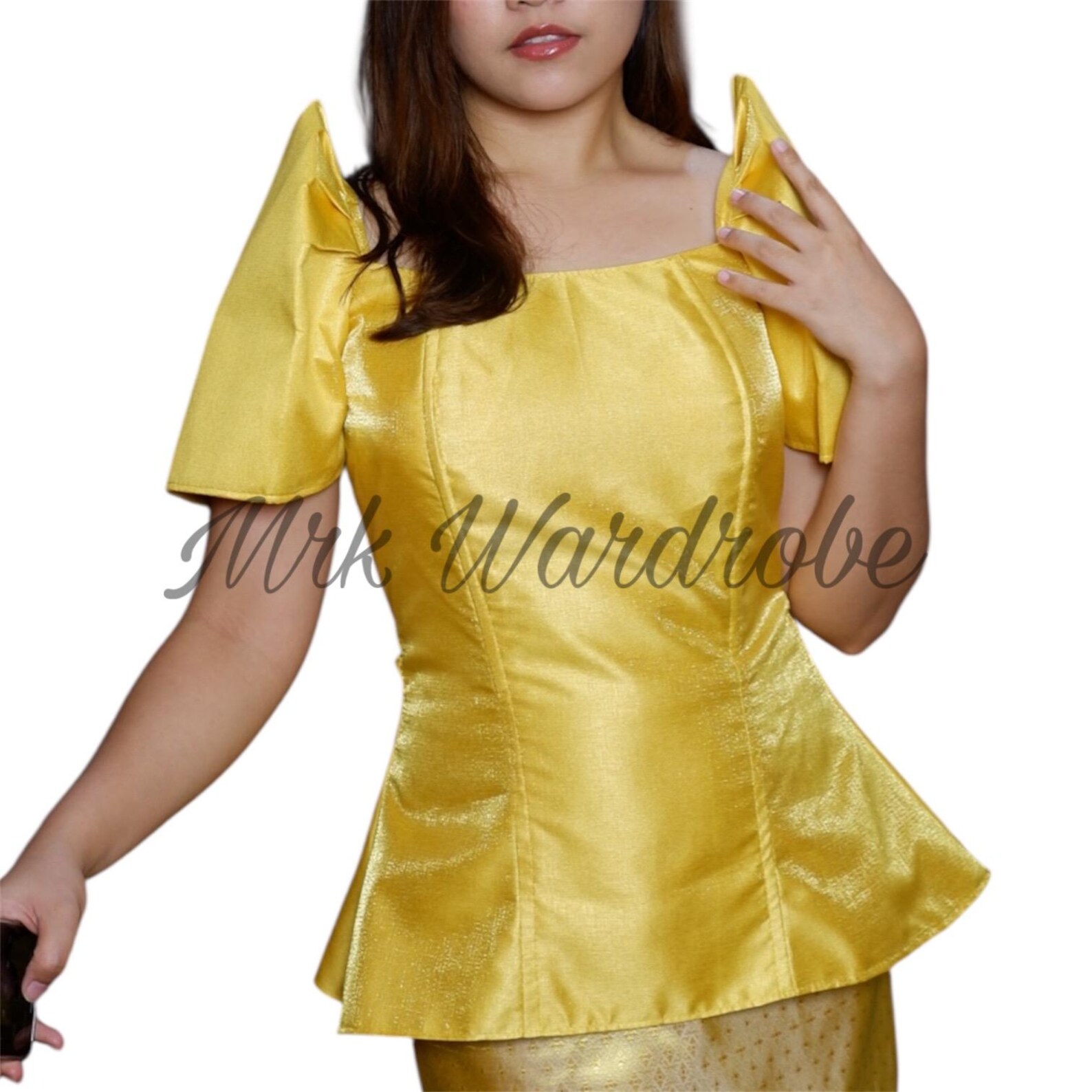 Yellow Gold Gazaar Filipiniana Coords for Formal Events Skirt With Top ...