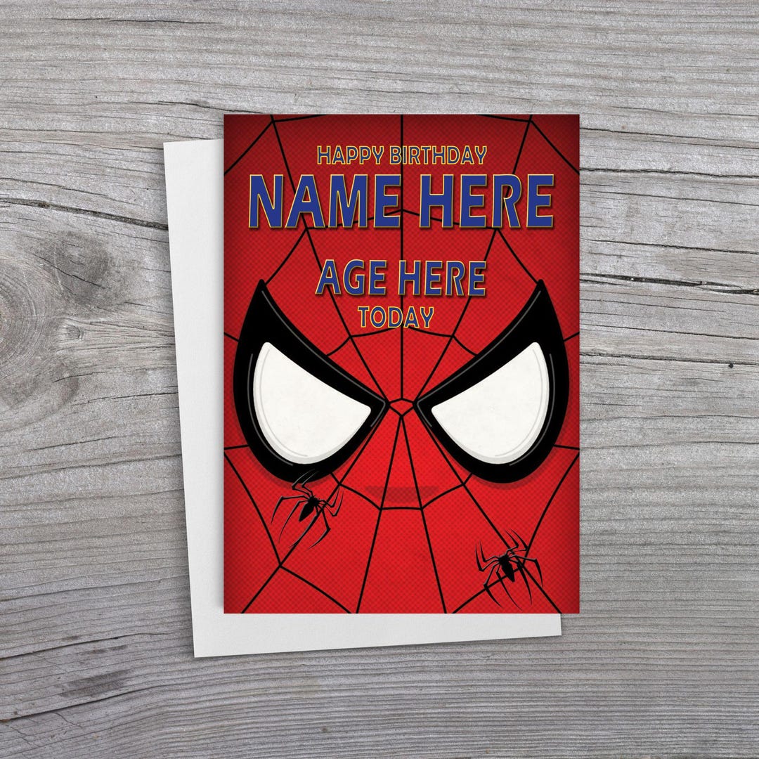 Spiderman Personalised Birthday Card / A5 Size / Full Colour Inside ...