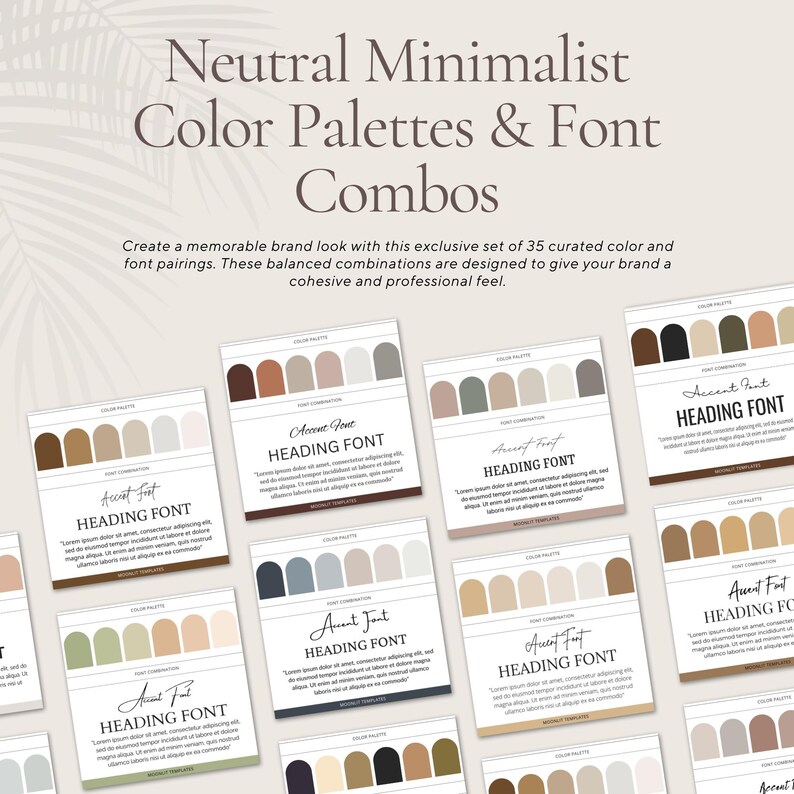 35 Neutral Color Palette & Font Combinations (canva) - Etsy