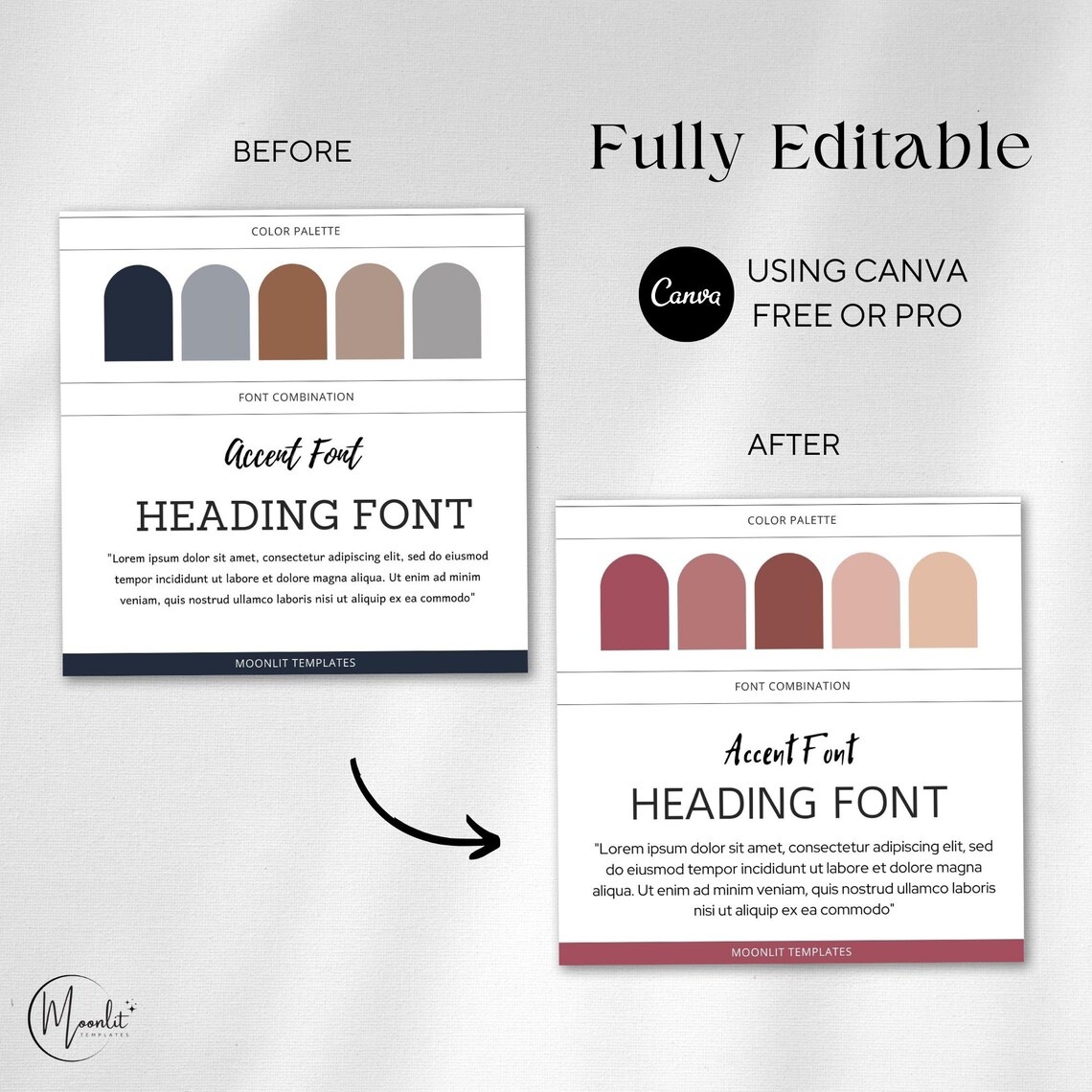 35 Neutral Color Palette & Font Combinations (canva) - Etsy