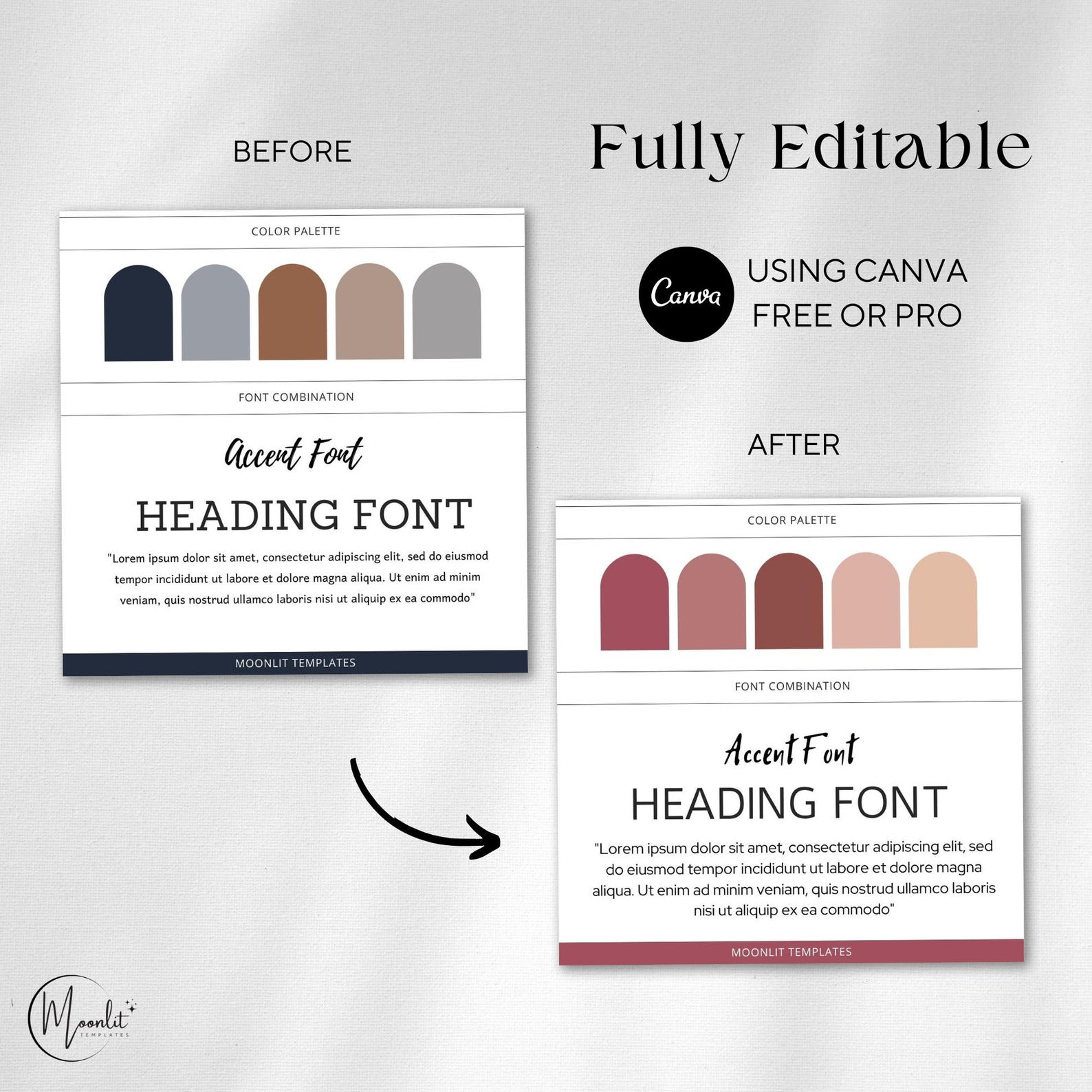 35 Neutral Color Palette & Font Combinations (canva) - Etsy
