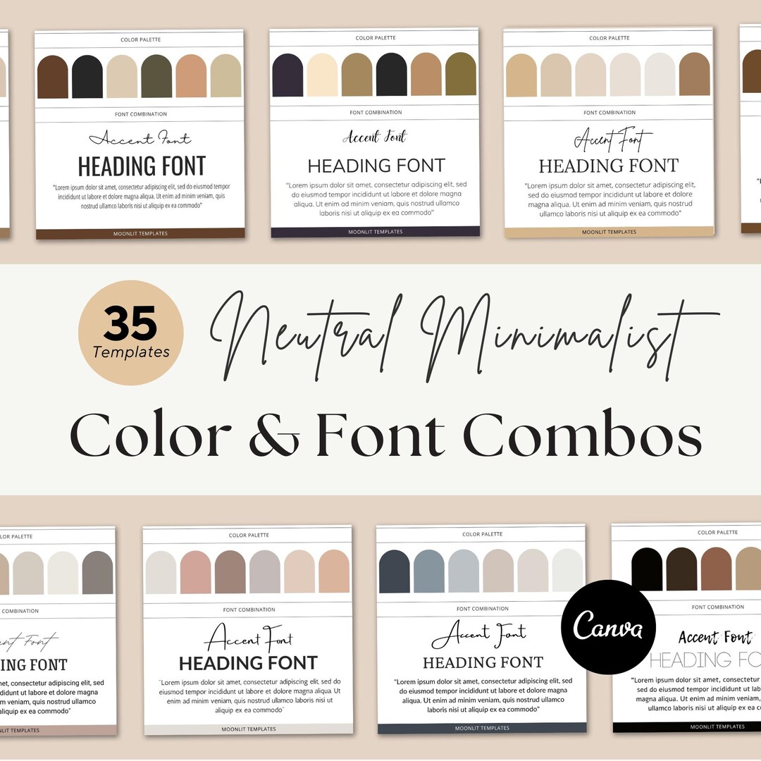 35 Neutral Color Palette & Font Combinations (canva) - Etsy