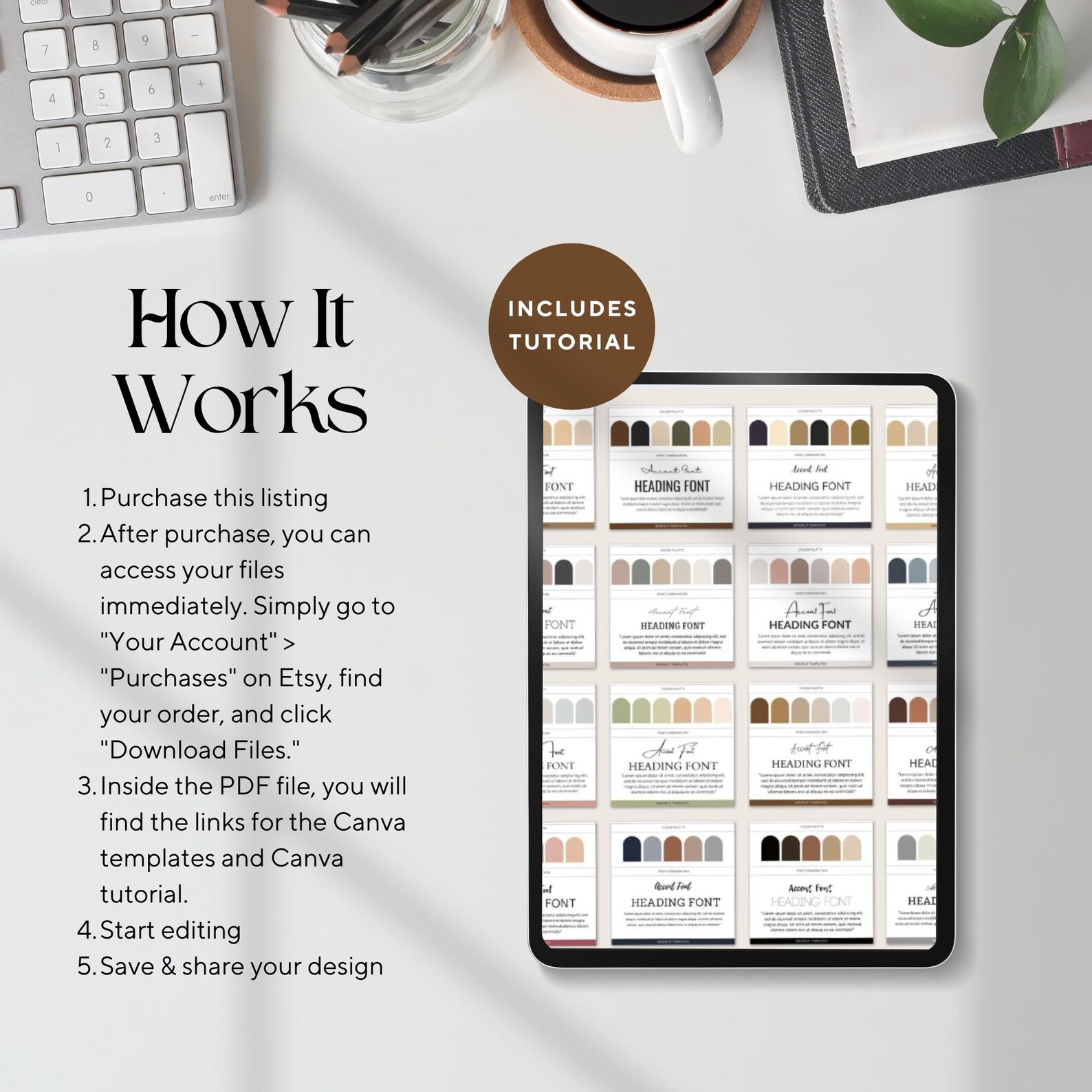 35 Neutral Color Palette & Font Combinations (canva) - Etsy