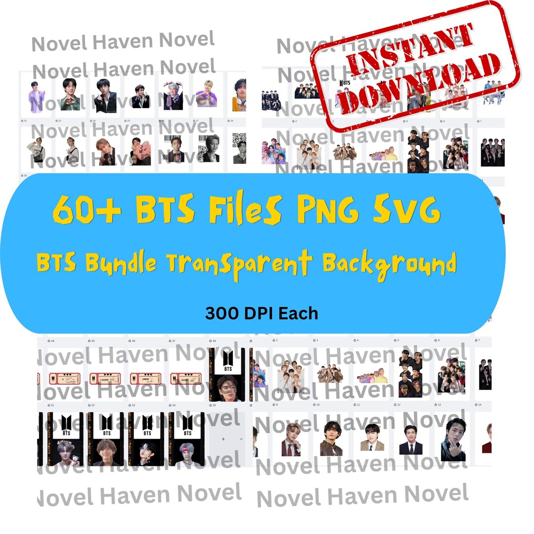 60+ BTS PNG Sticker Clipart Bundle Set 2: Kpop Art Logo Graphics ...