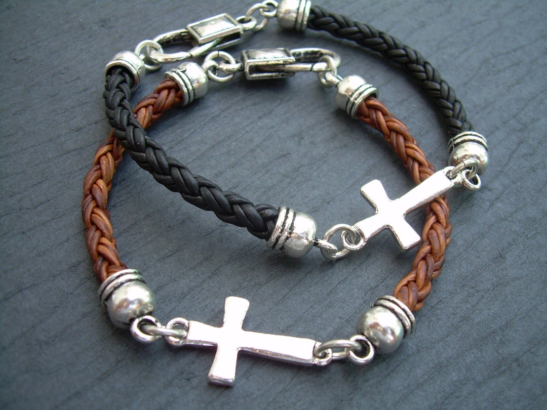 Mens Leather Bracelet, Mens Bracelets Leather, Womens Cross Bracelet ...