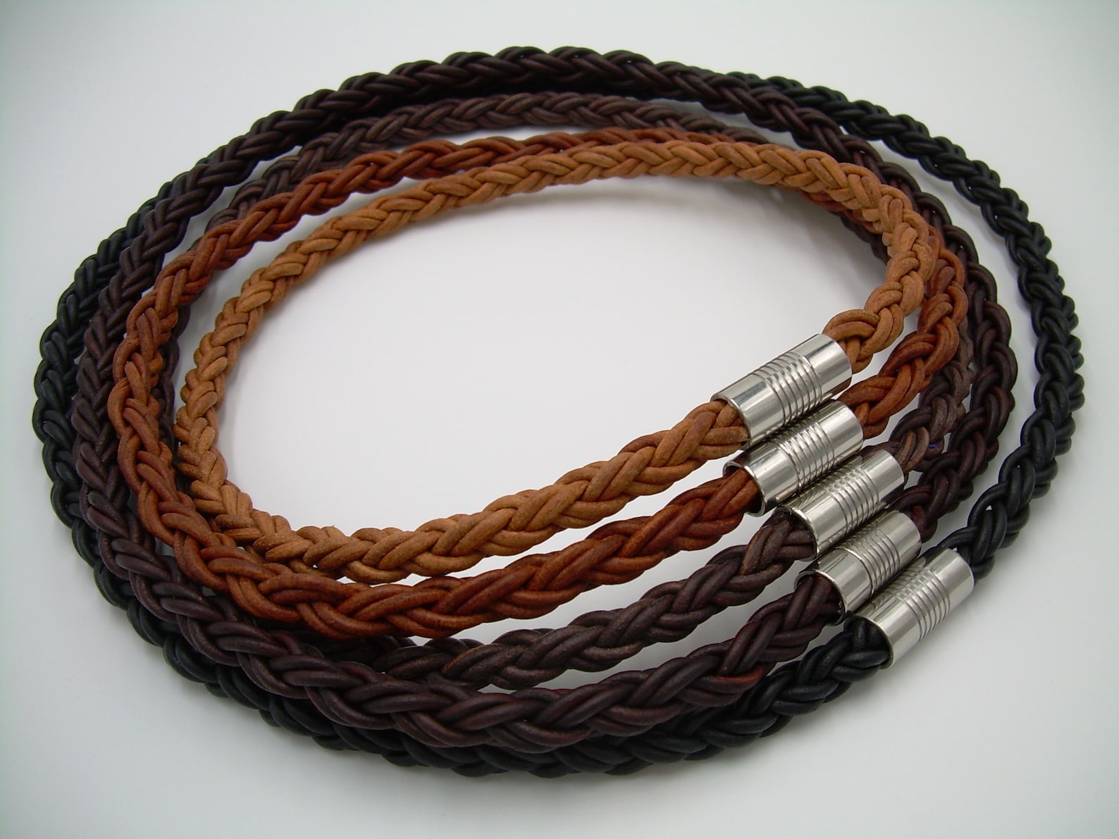 Mens Leather Necklaces Mens Thick Braided Leather Necklace | Etsy