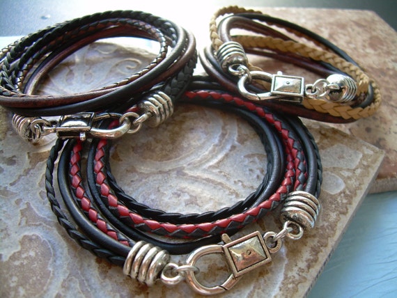 Double Wrap Leather Bracelet Leather Wrap Bracelet Fathers Day Present Groomsmen Gift Multi Strand Wrist Wrap Etsy Canada