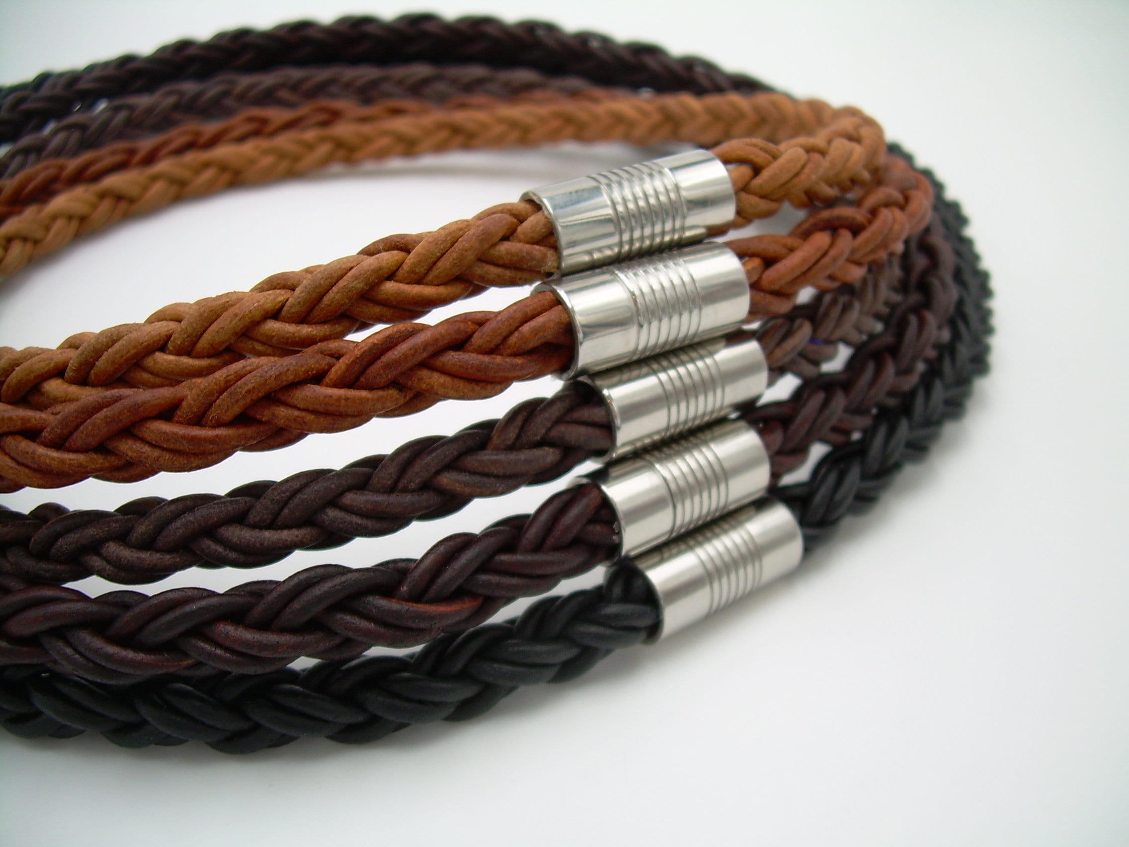 Mens Leather Necklaces Mens Thick Braided Leather Necklace | Etsy