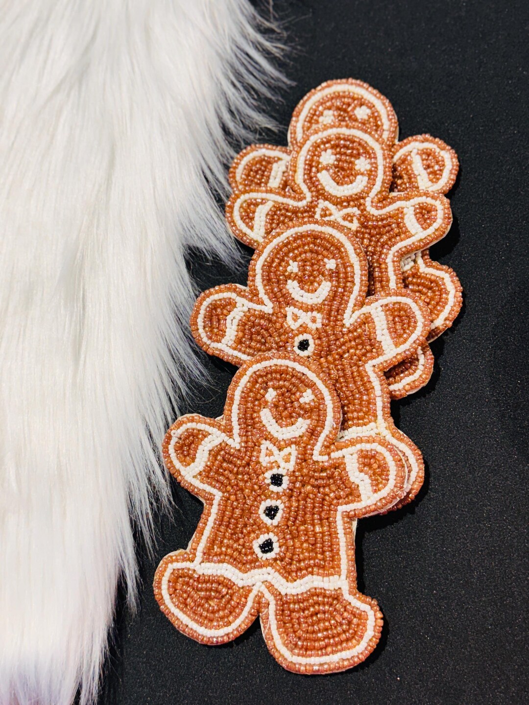 Handmade Beaded Gingerbread Man Coasters: Holiday Table Decor - Etsy