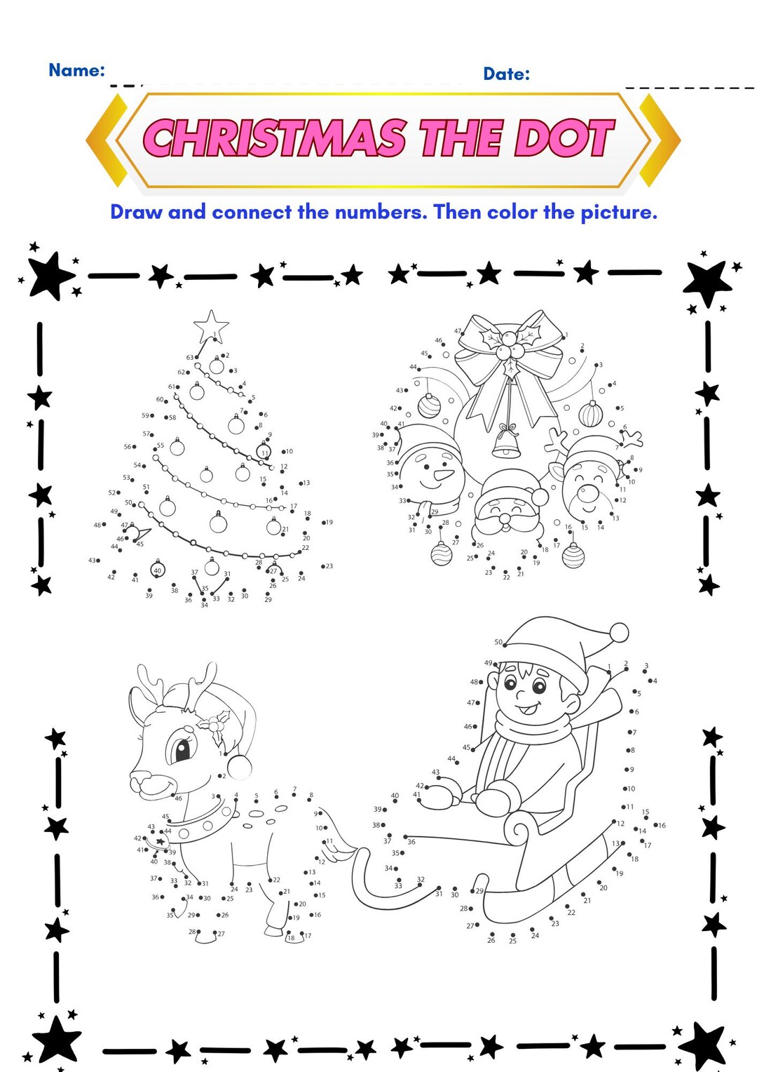Christmas Dot-to-dot Printable Activity Sheets for Kids - Fun Holiday ...