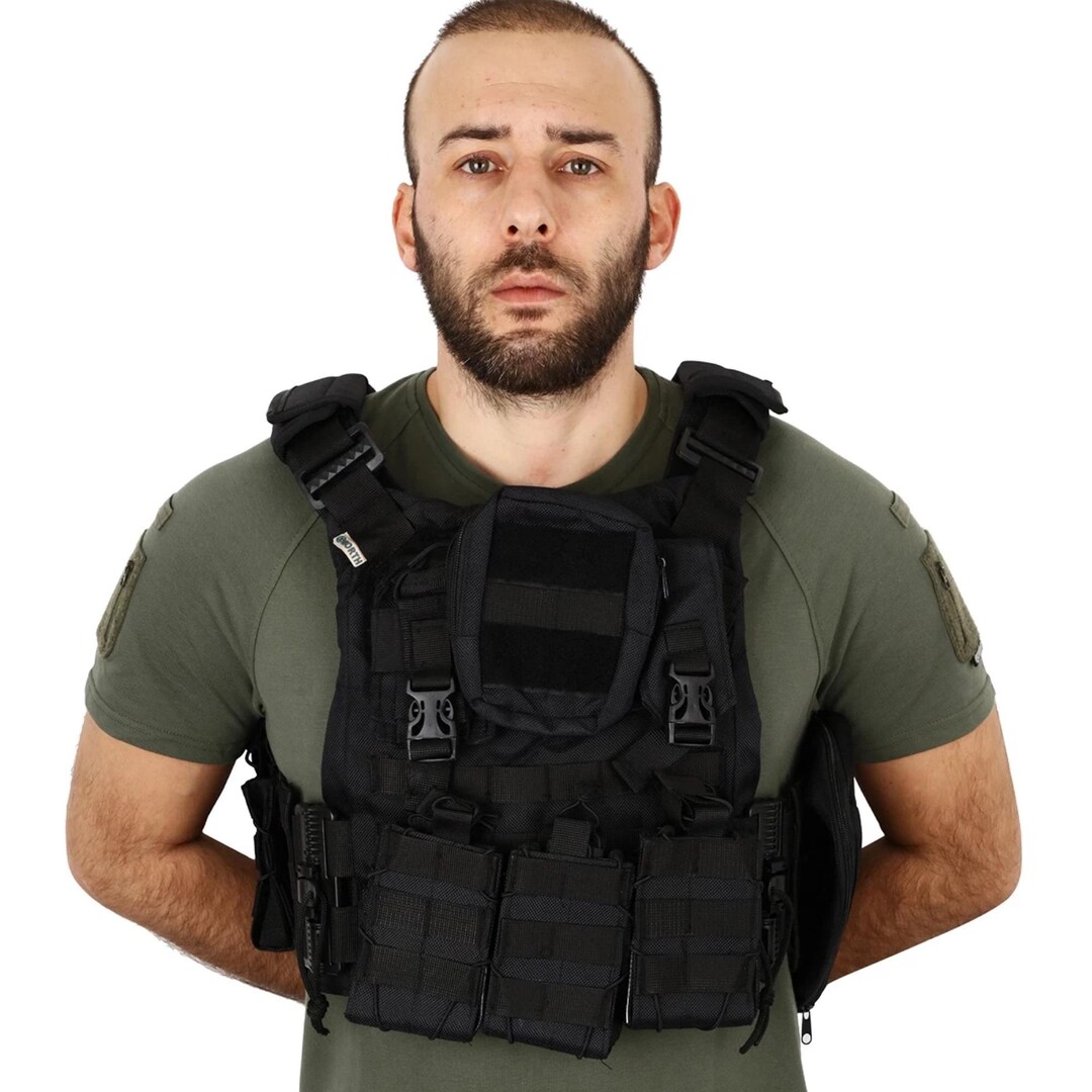 Black Commando Cordura Ripstop Fabric, Black Vest, Military Assault ...