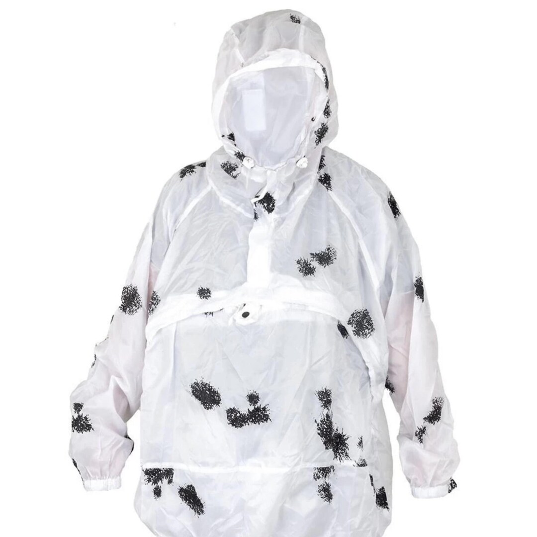 White Snow Raincoat Top and Bottom Set, Airsoft, Military, Commander ...