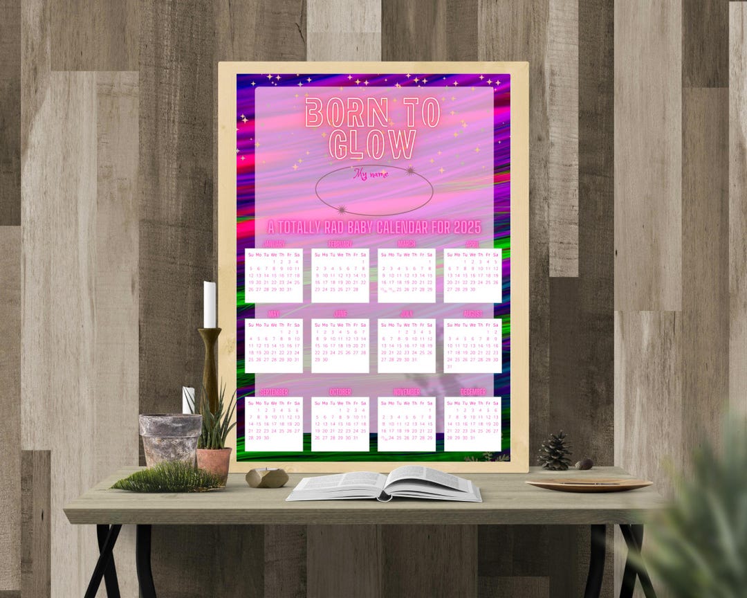 Baby GIRL Calender 1980s Neon Baby, Birthday Gift, Baby Planner, Baby ...