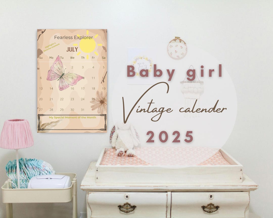 Baby GIRL Vintage 2025 Wall Calendar, Birthday Gift, Baby Planner, Baby ...