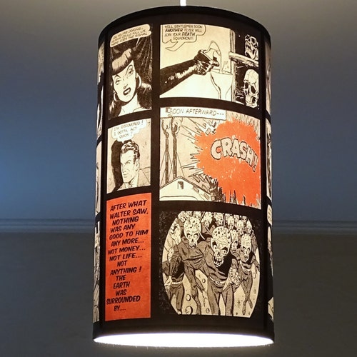 Comic Strip Superhero Girls Red Ceiling Pendant Lamp Shade - Etsy