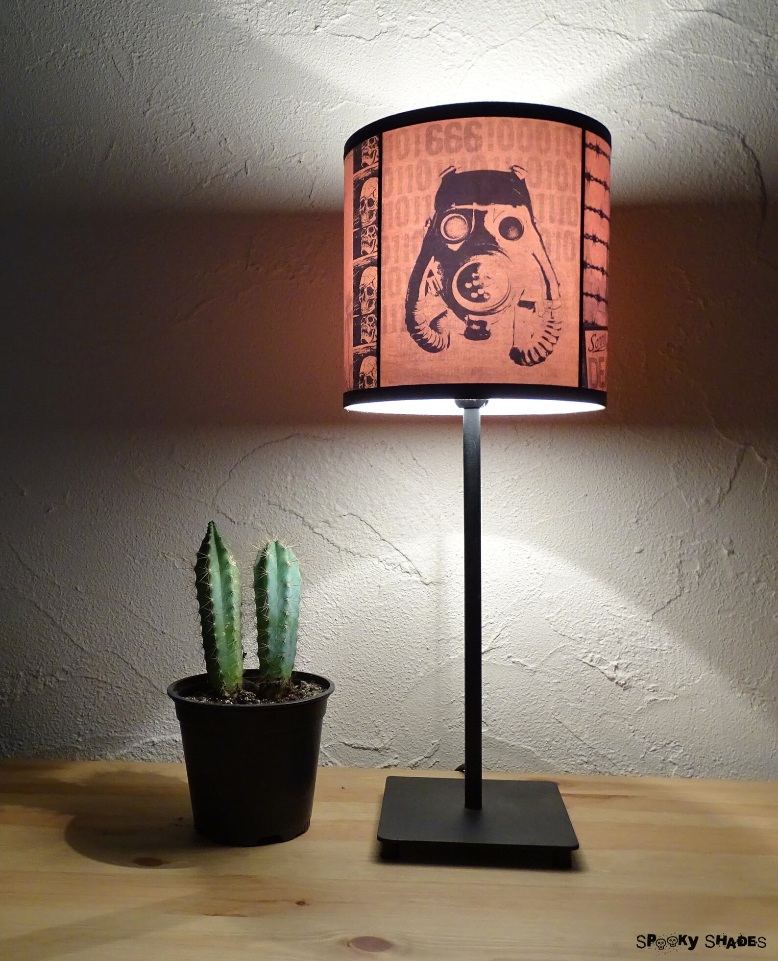 Halloween decor orange gas mask lamp shade lampshade post | Etsy