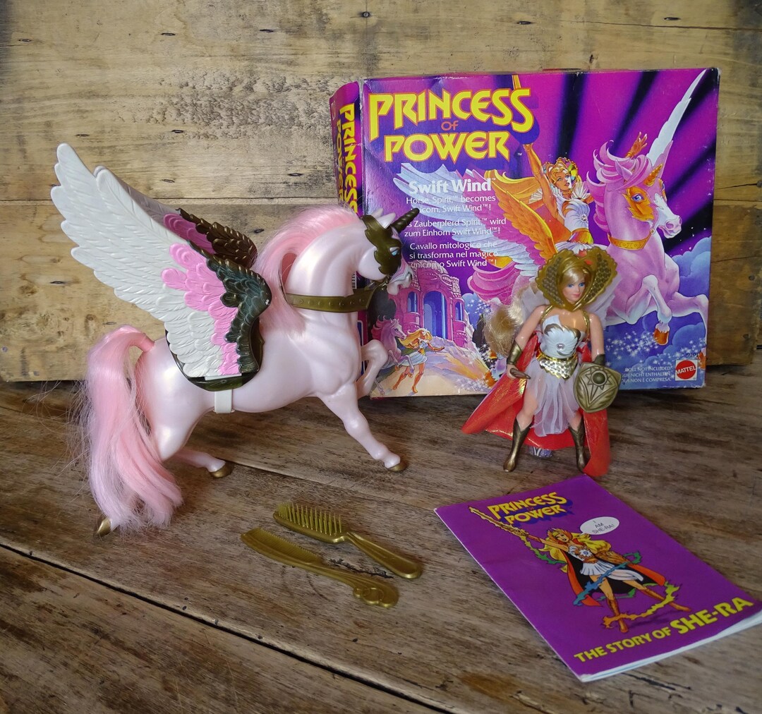 Vintage She-ra Doll and Flying Unicorn Horse "swift Wind" in Box ...
