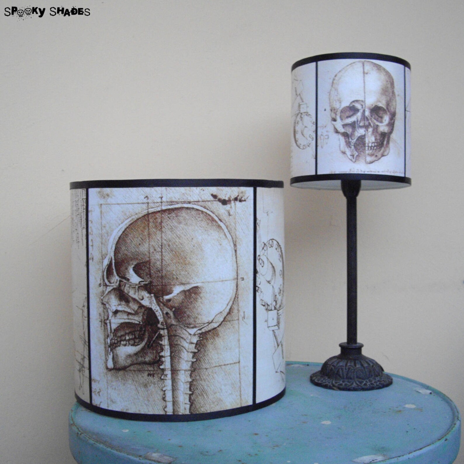 Skull Lamp Shade Lampshade Leonardo Da Vinci Victorian - Etsy
